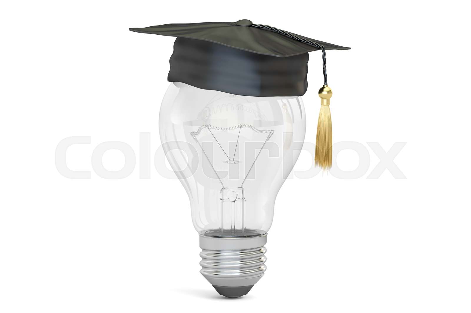light bulb with graduation cap, idea concept. 3D rendering | Stock ...