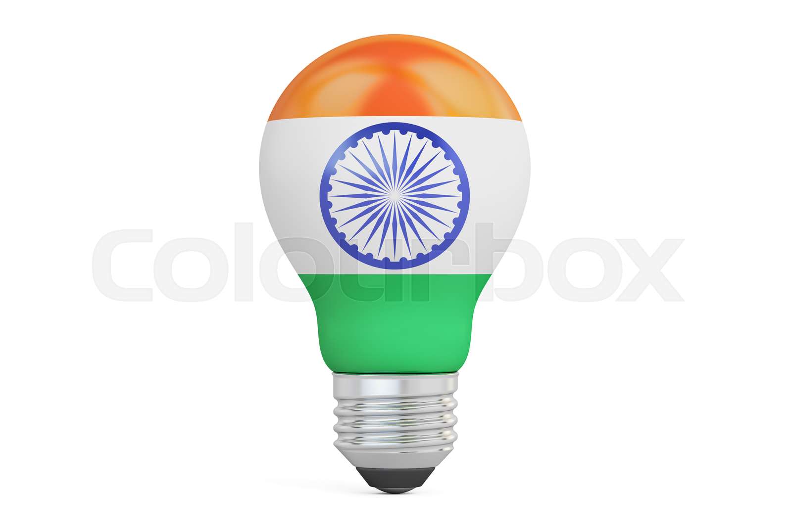 Light bulb with India flag, 3D rendering | Stock image | Colourbox