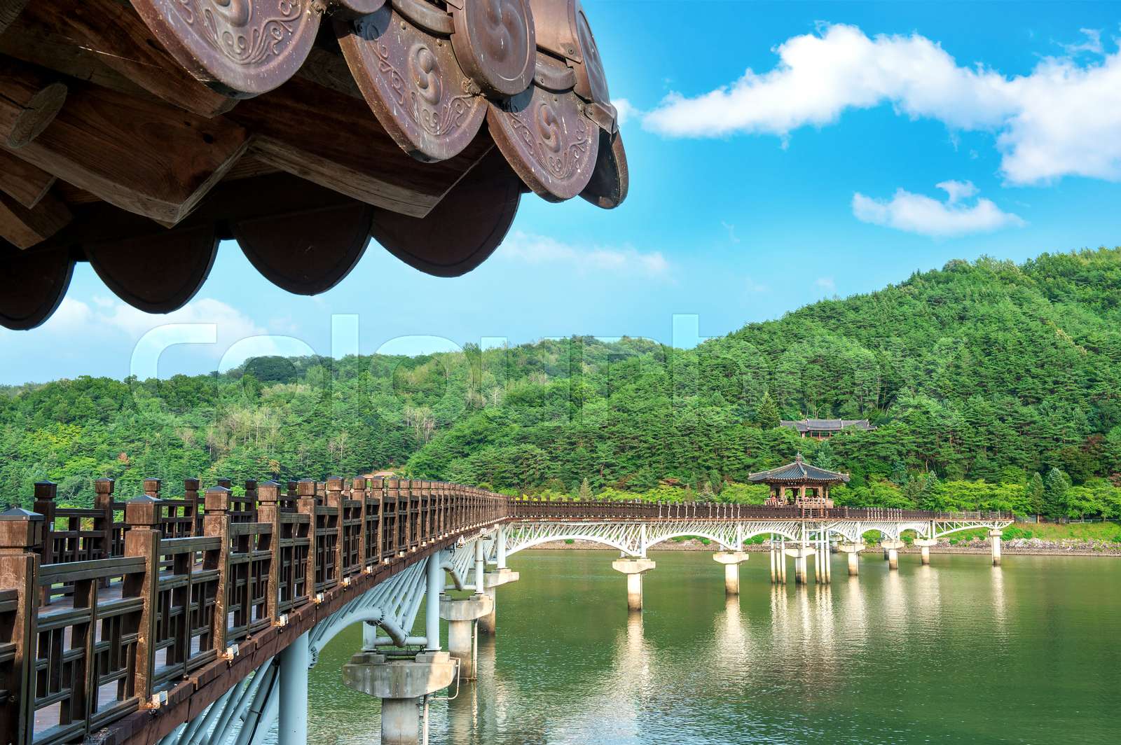 Wooden bridge or Wolyeonggyo bridge in Andong,Korea. | Stock image ...