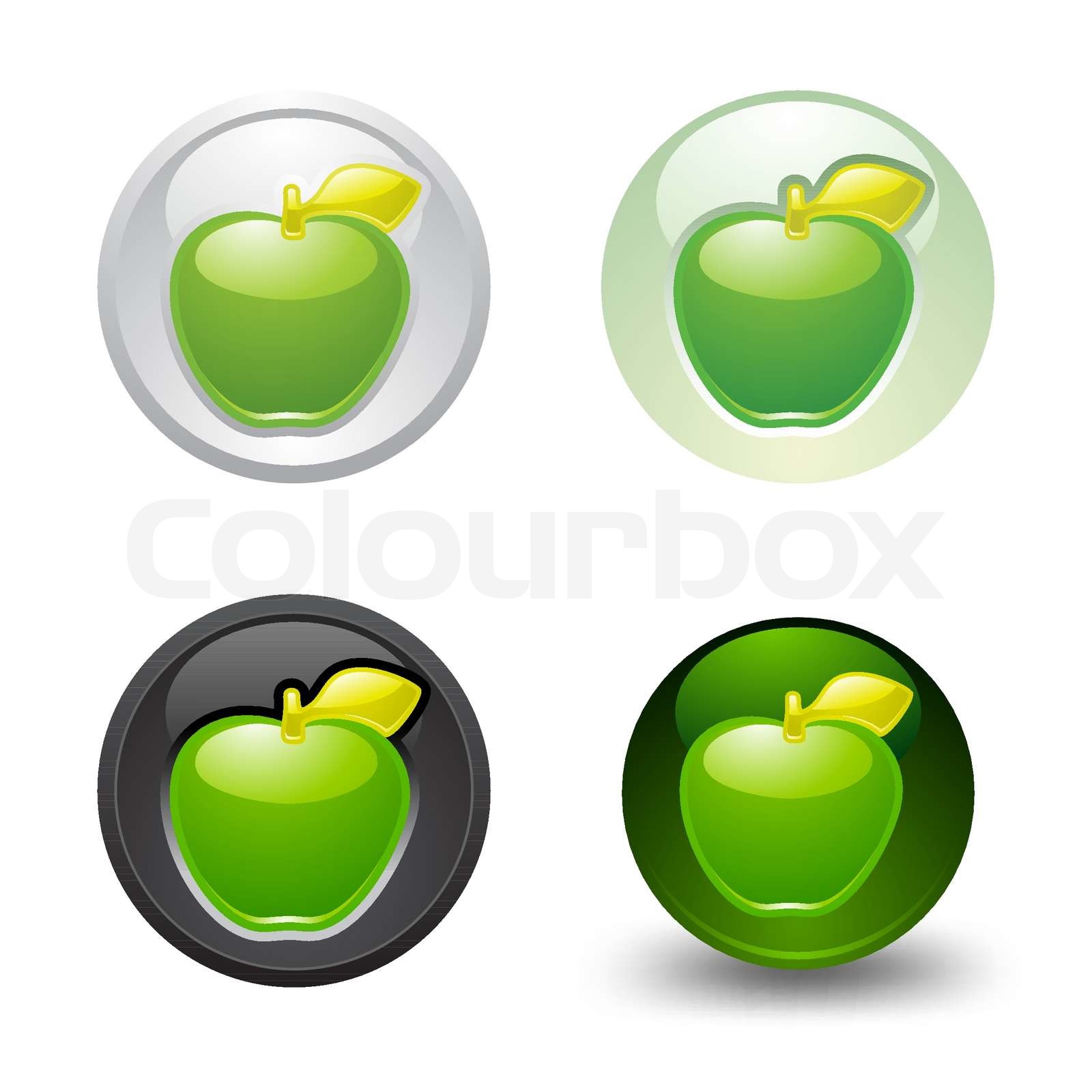 Green Apple button, set, web 20 icons, design element | Stock vector ...