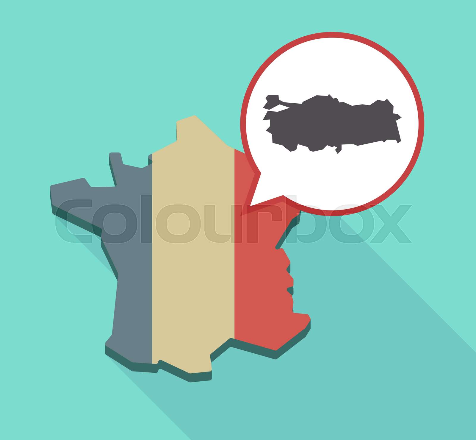 Long shadow France map with a map of Turkey | Stock vector | Colourbox