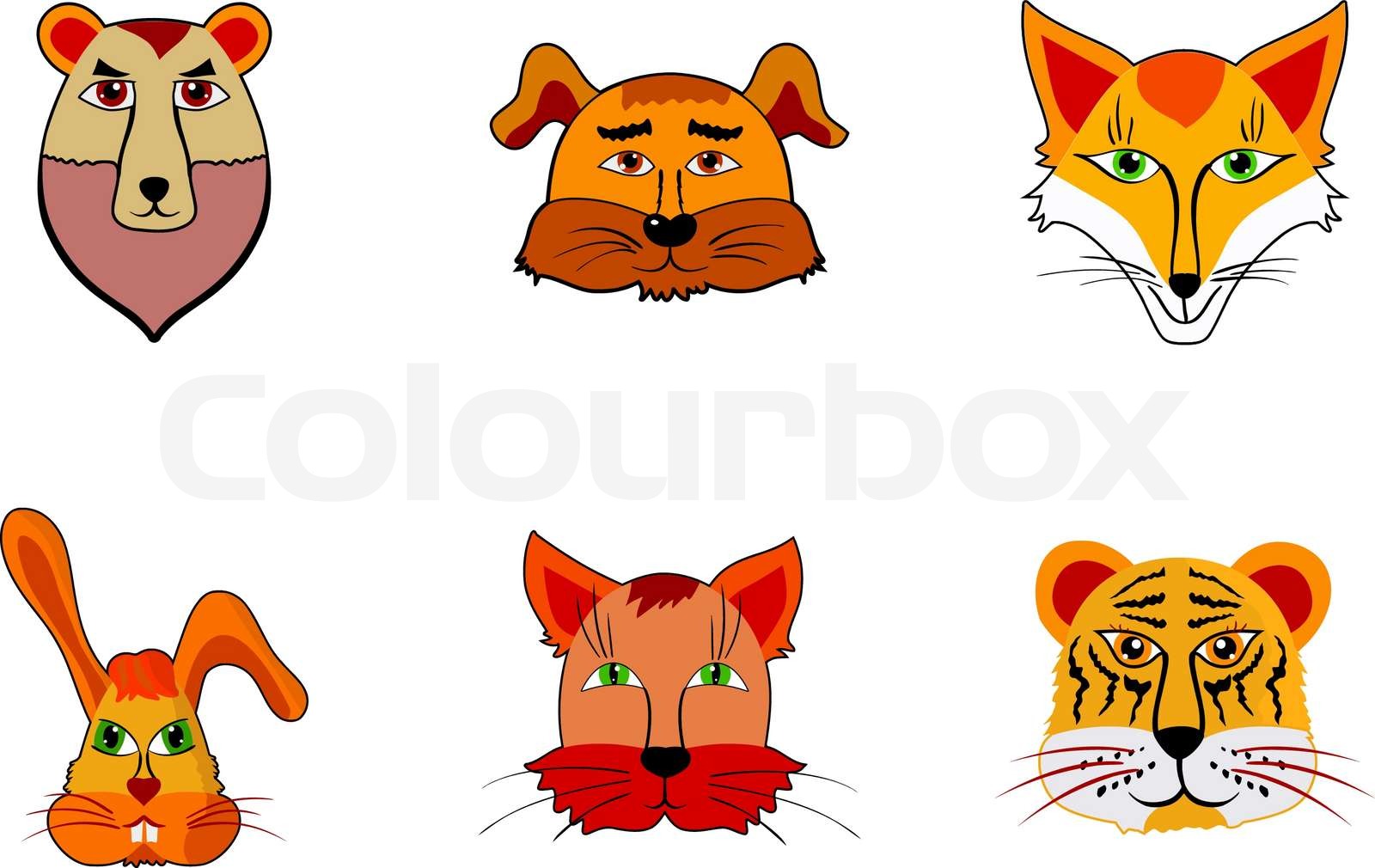 Set of cartoon illustration of animals | Stock vector | Colourbox