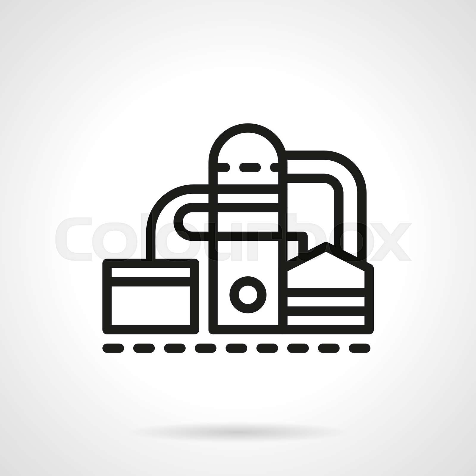 Oil processing plant simple line vector icon | Stock vector | Colourbox