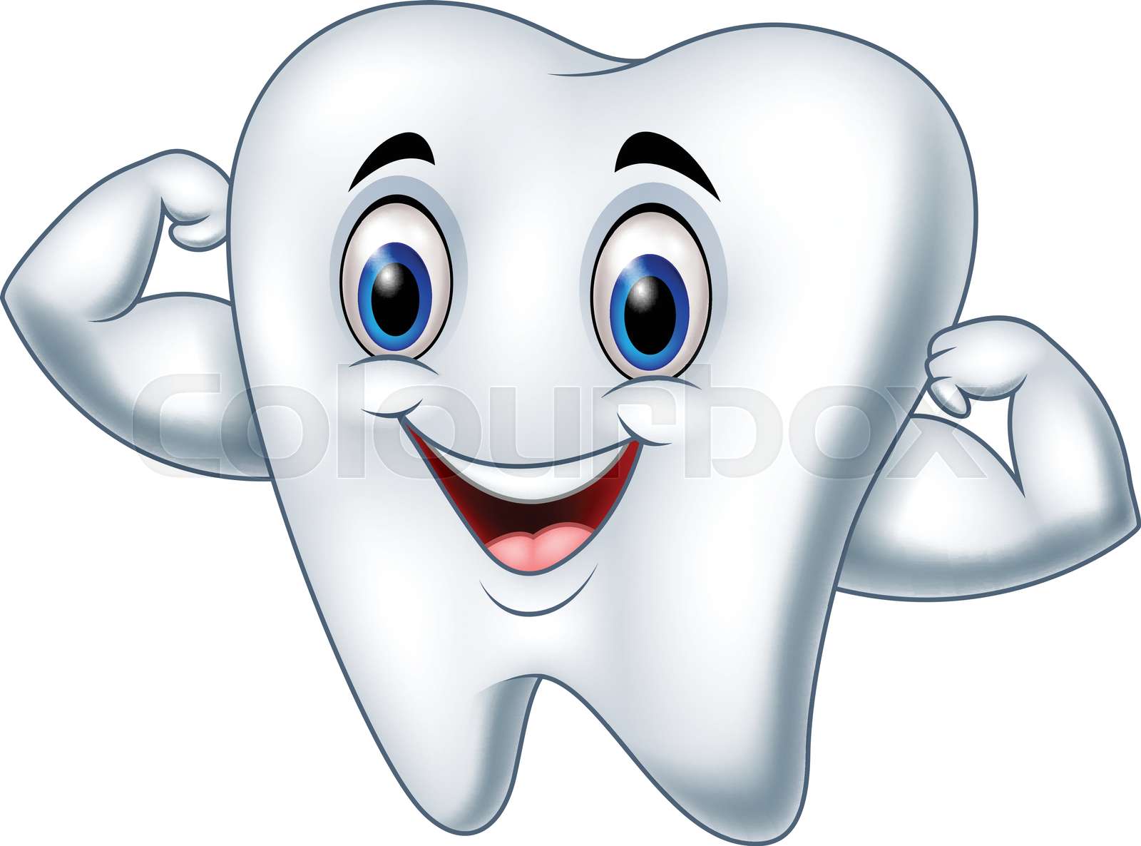 Cartoon strong tooth character | Stock vector | Colourbox