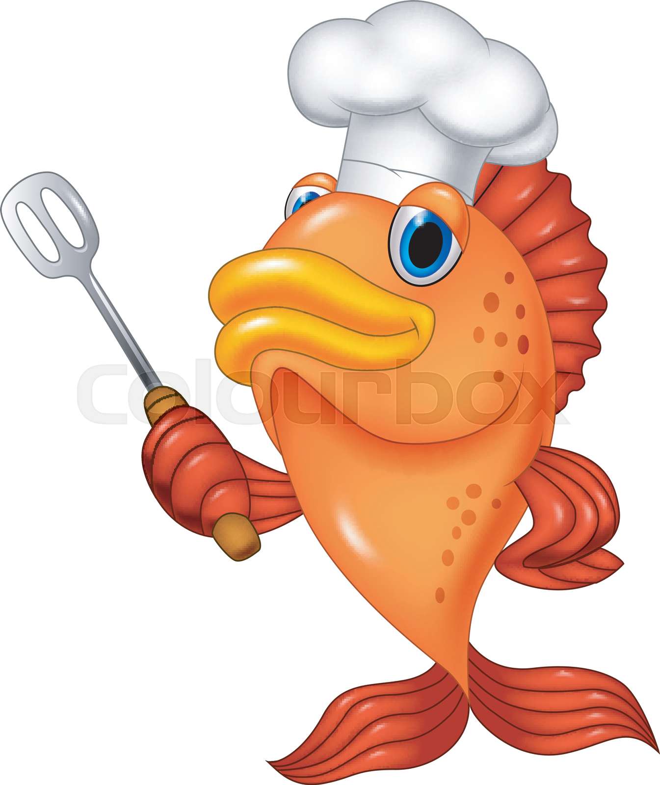 Chef fish cartoon holding spatula | Stock vector | Colourbox