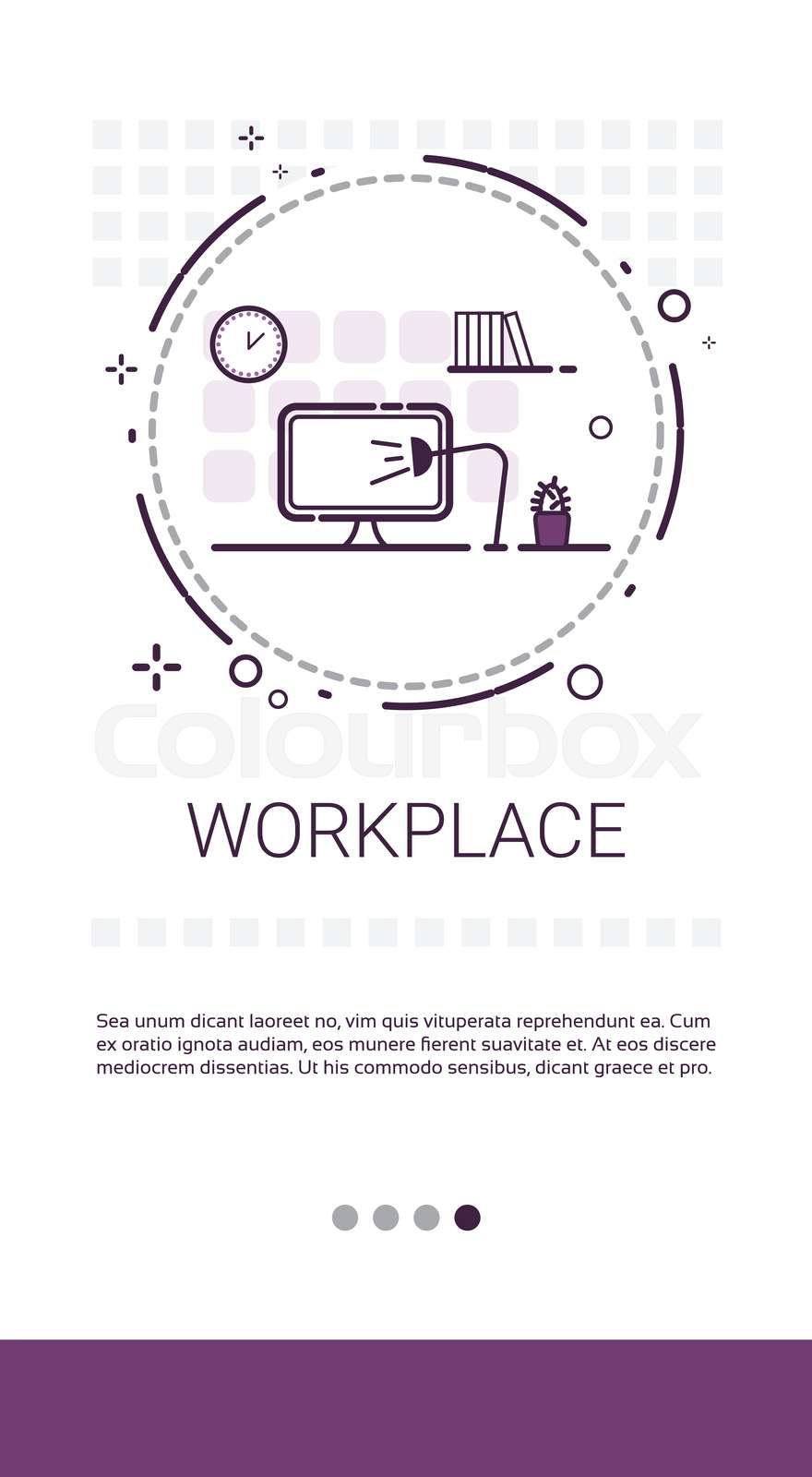 Workplace Desk Computer Workspace Office Banner | Stock vector | Colourbox