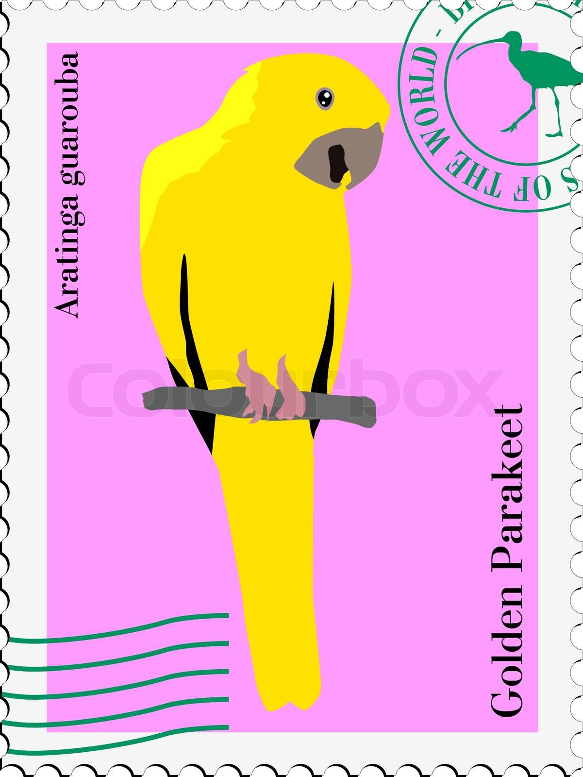 bird on stamp | Stock vector | Colourbox