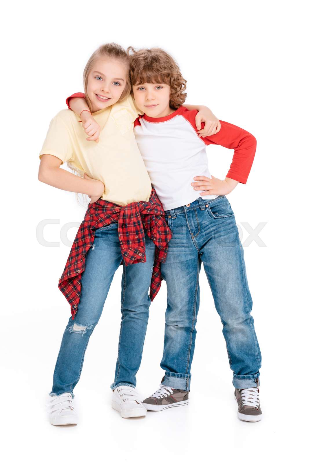 Two little friends embracing | Stock image | Colourbox