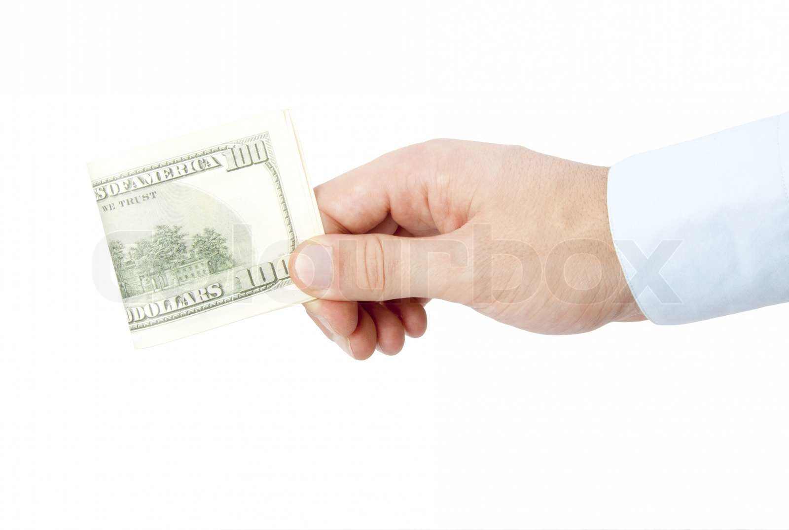 Geld in die Hand , isoliert auf weiß | Stock Bild | Colourbox