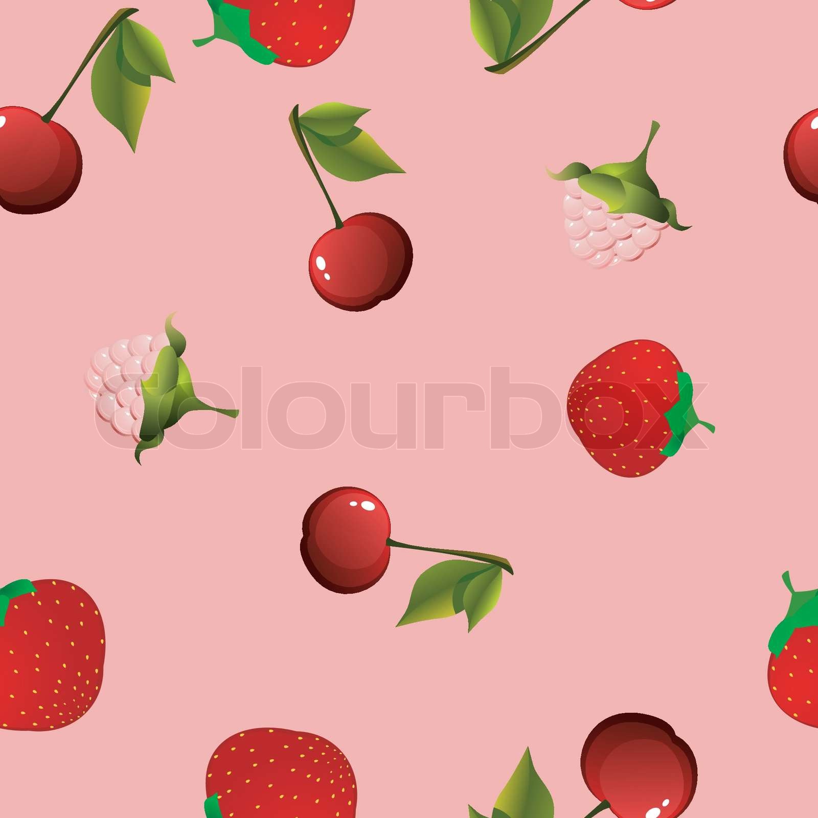 seamless texture with cherry, raspberry and strawberry | Stock vector ...