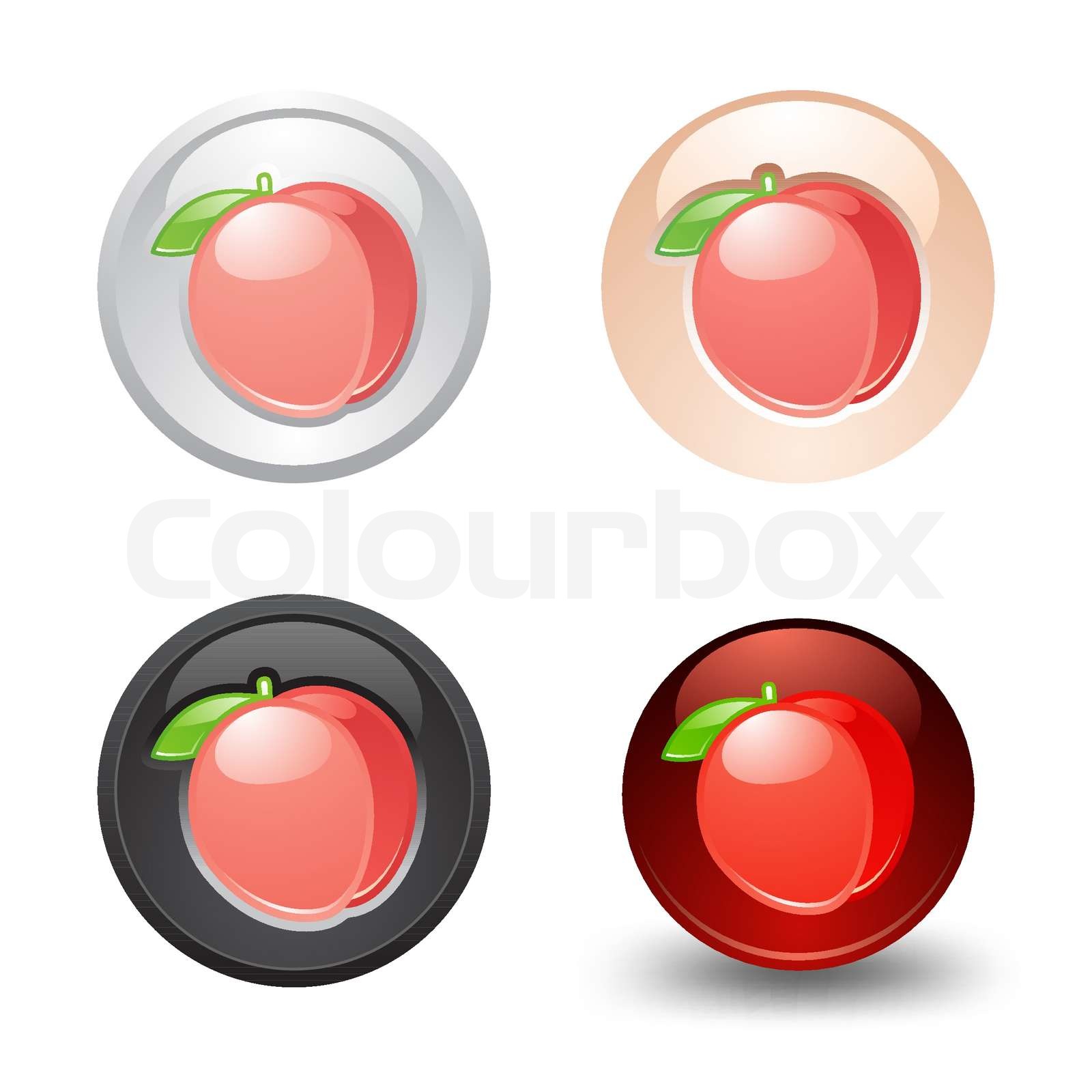Peach button, set, web 2.0 icons, design element | Stock vector | Colourbox