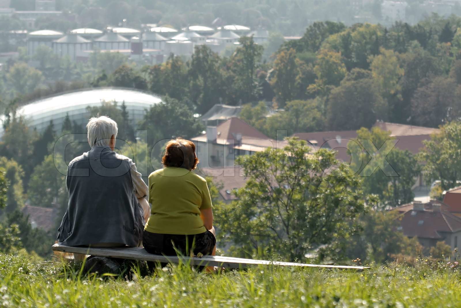 two old people on bench | Stock image | Colourbox