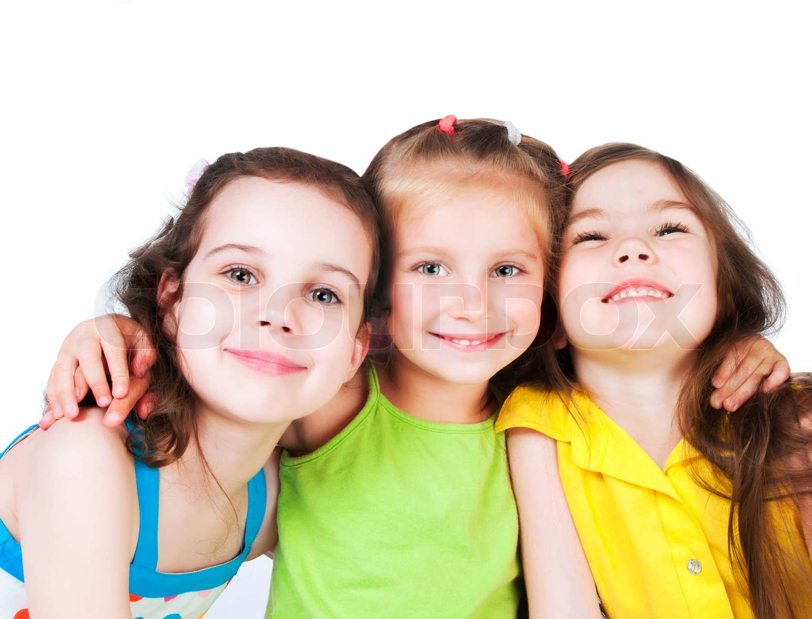 lachenden kleinen Kinder auf einem weißen Hintergrund | Stock Bild ...