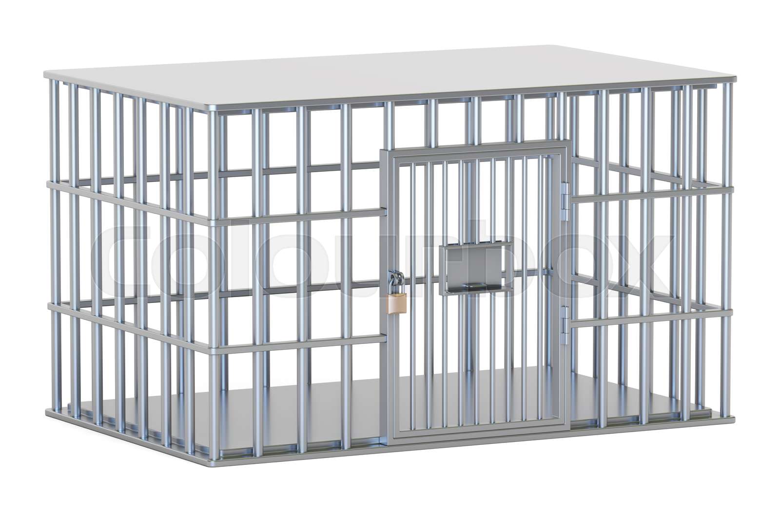empty steel cage, prison cell. 3D rendering | Stock image | Colourbox