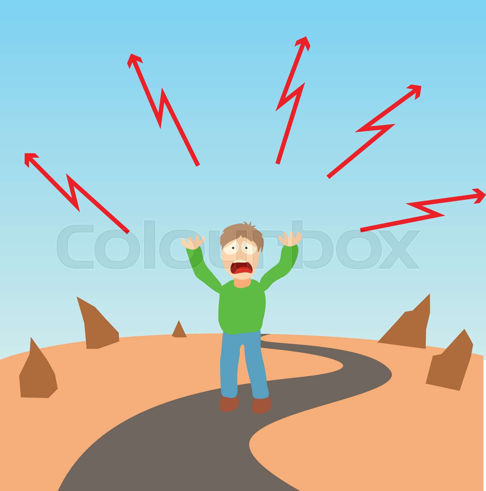 Agoraphobia concep, cartoon illustration | Stock vector | Colourbox
