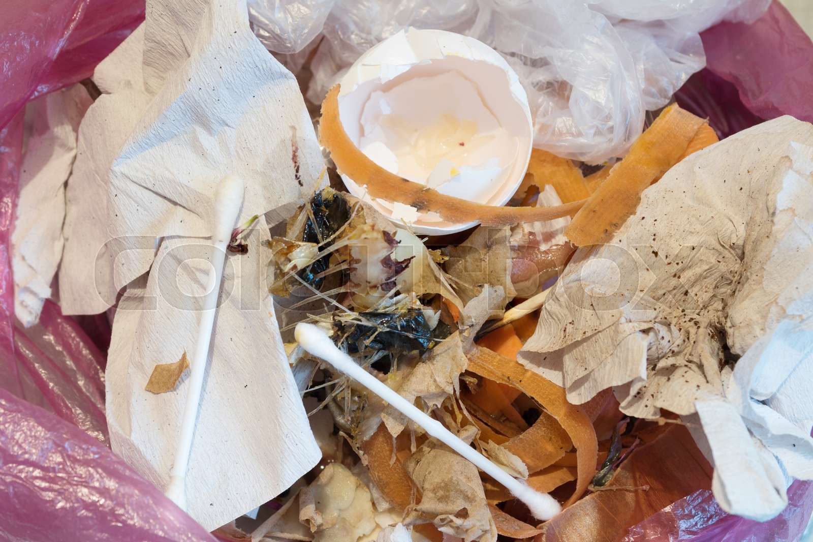 Remains of food in trash can. Organic waste in trash can. | Stock image ...