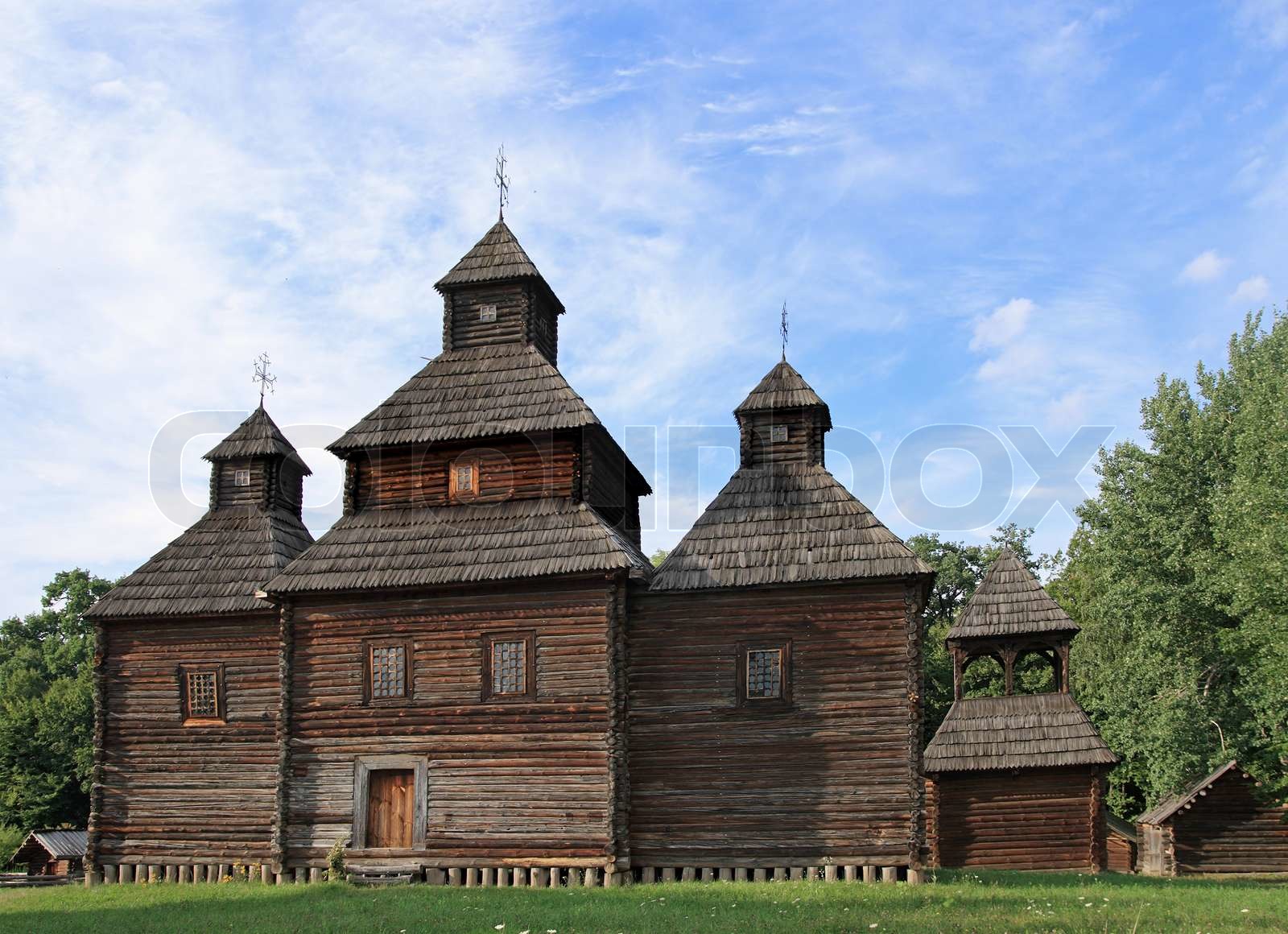 Ukrainian historical country wood church, (museum of Ukrainian folk ...