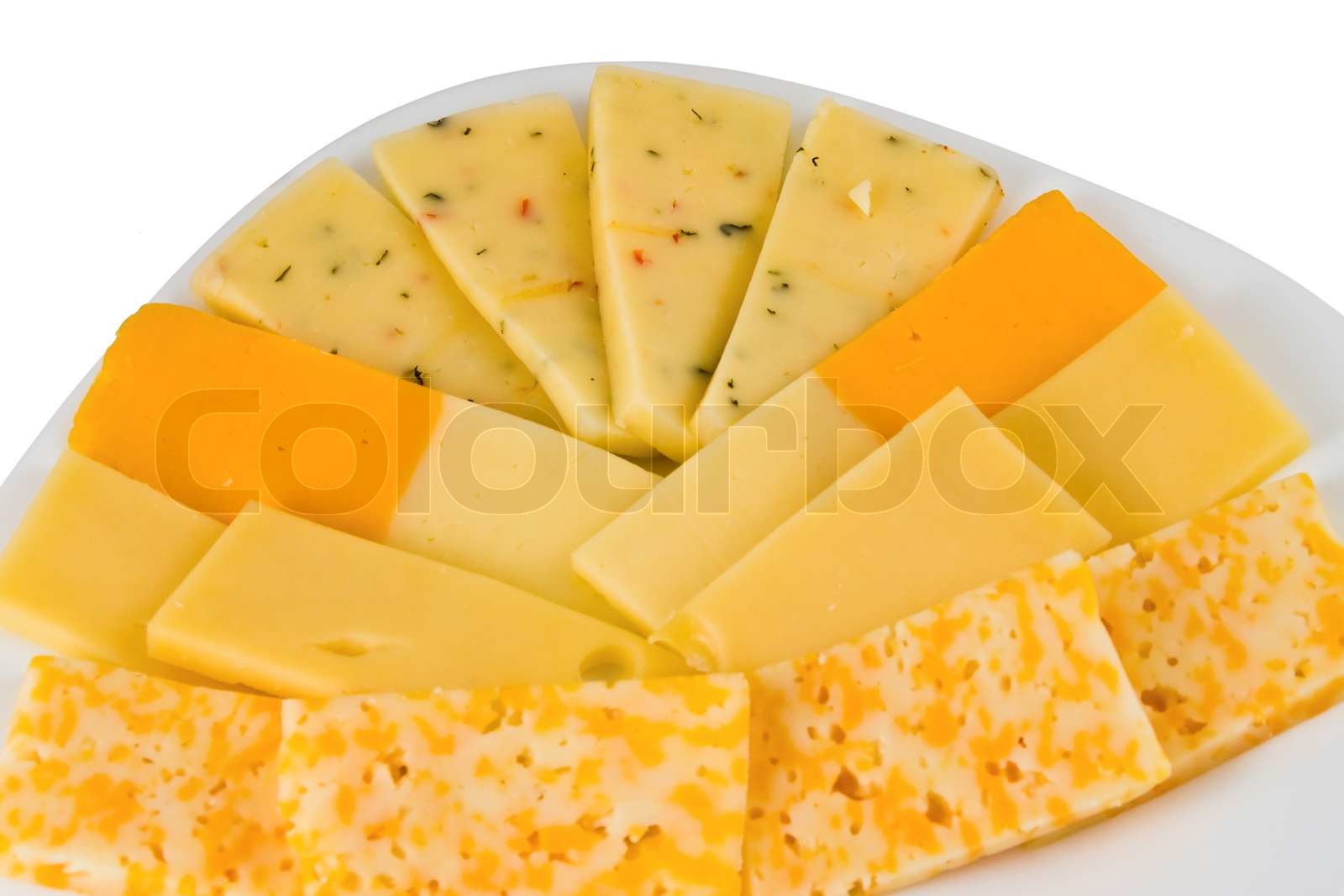 different types of cheese isolated on white | Stock image | Colourbox