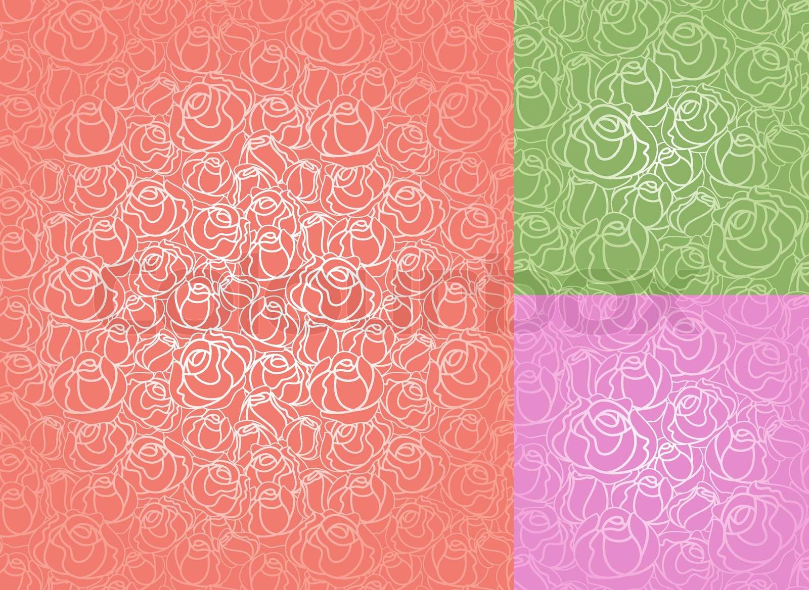 Seamless roses pattern Set, wallpaper, vector | Stock vector | Colourbox