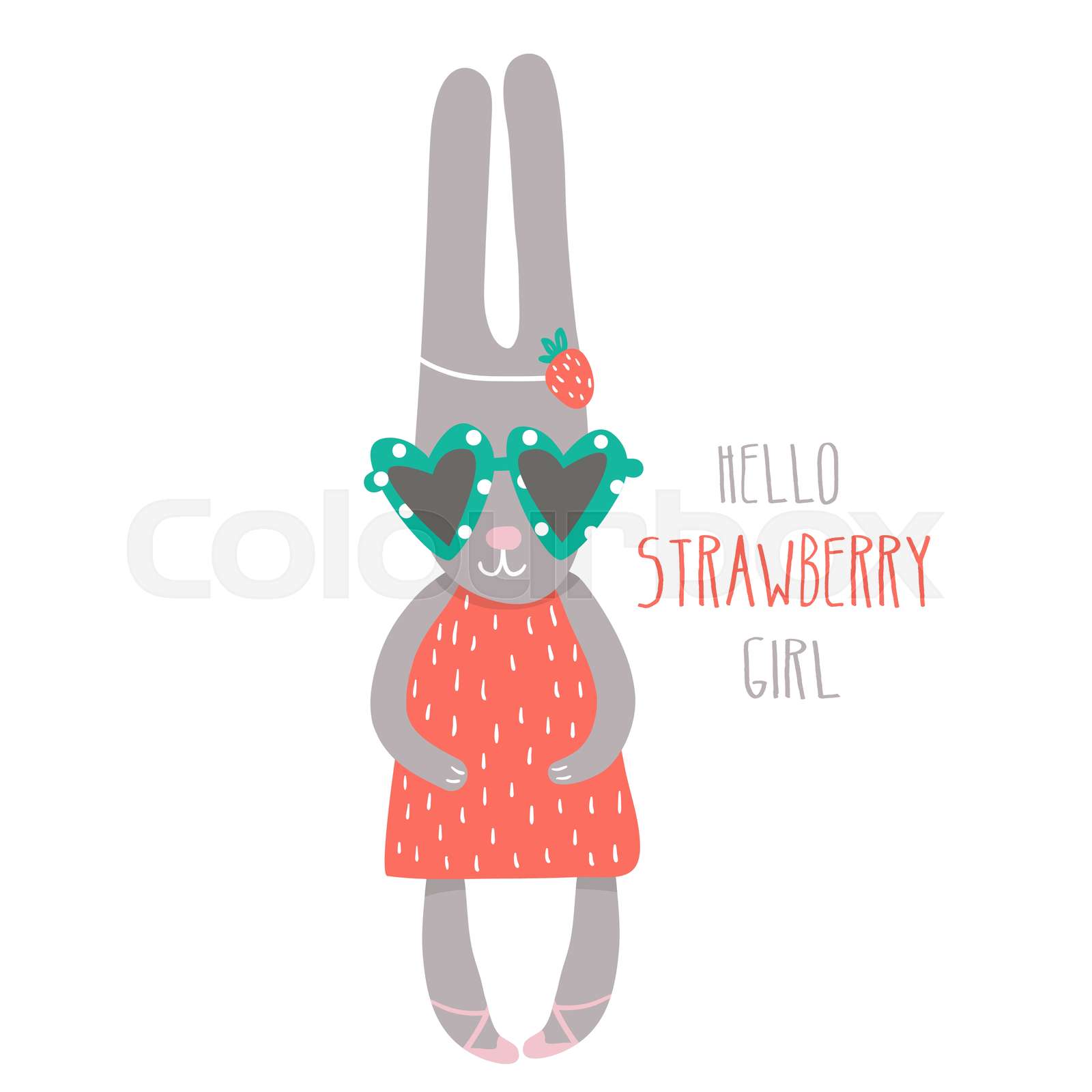 Cute Girl Rabbit Hand Drawn Vector Illustration Cartoon Bunny