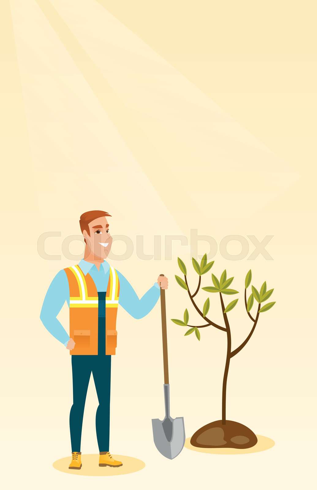 Man plants tree vector illustration. | Stock vector | Colourbox