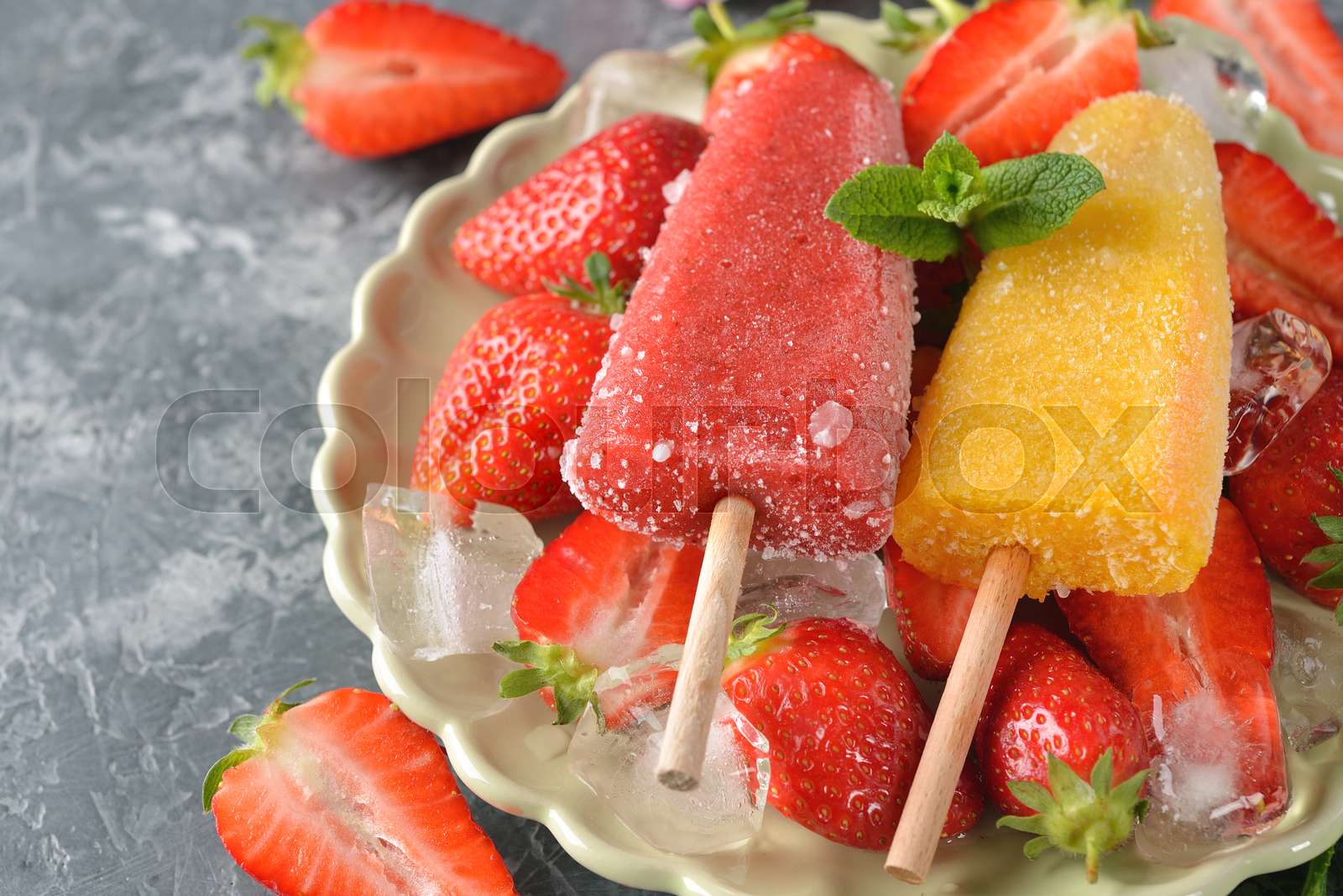 Frozen fruit ice with strawberries | Stock image | Colourbox