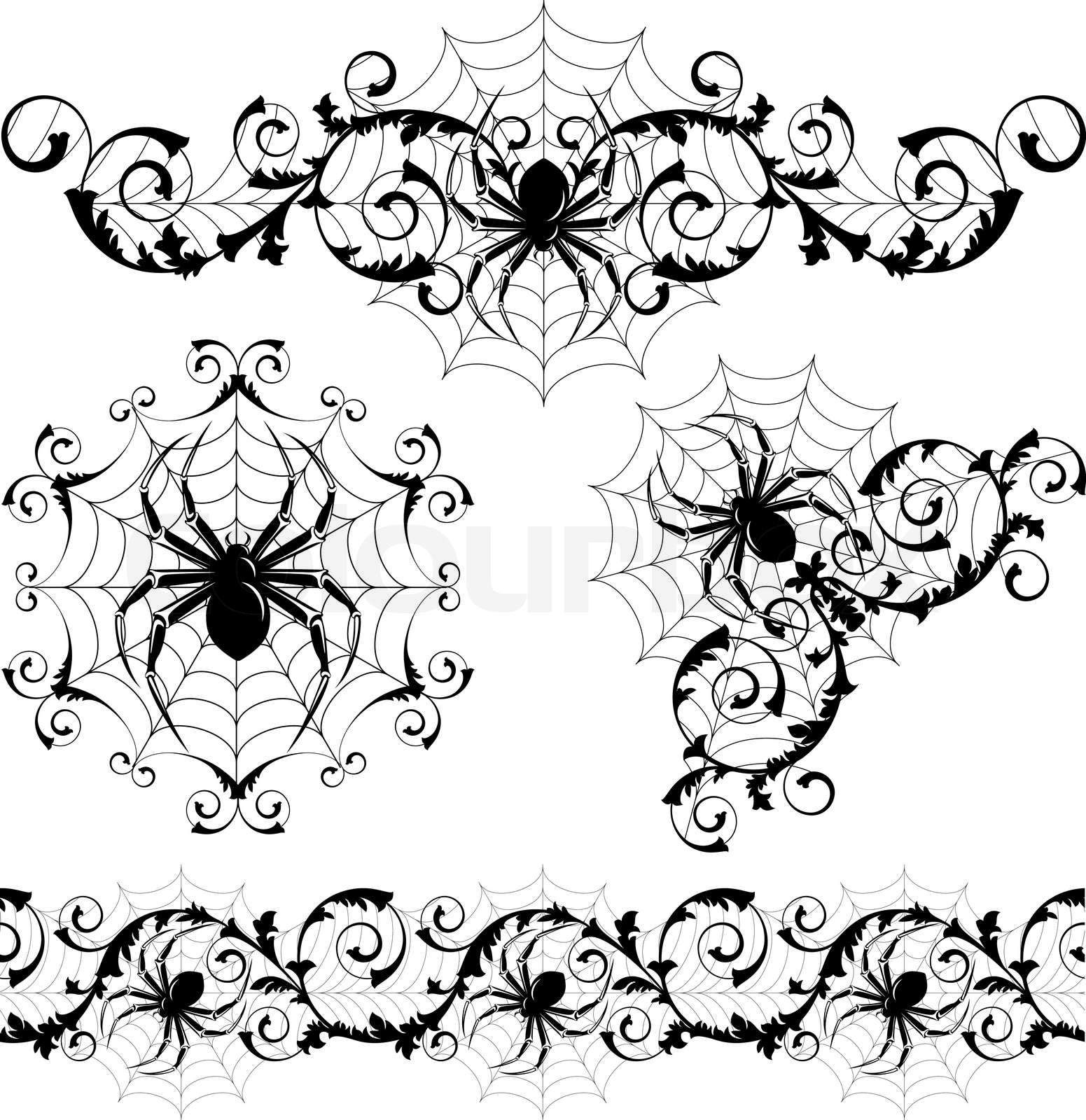 Set with a spider's webs and spider | Stock vector | Colourbox