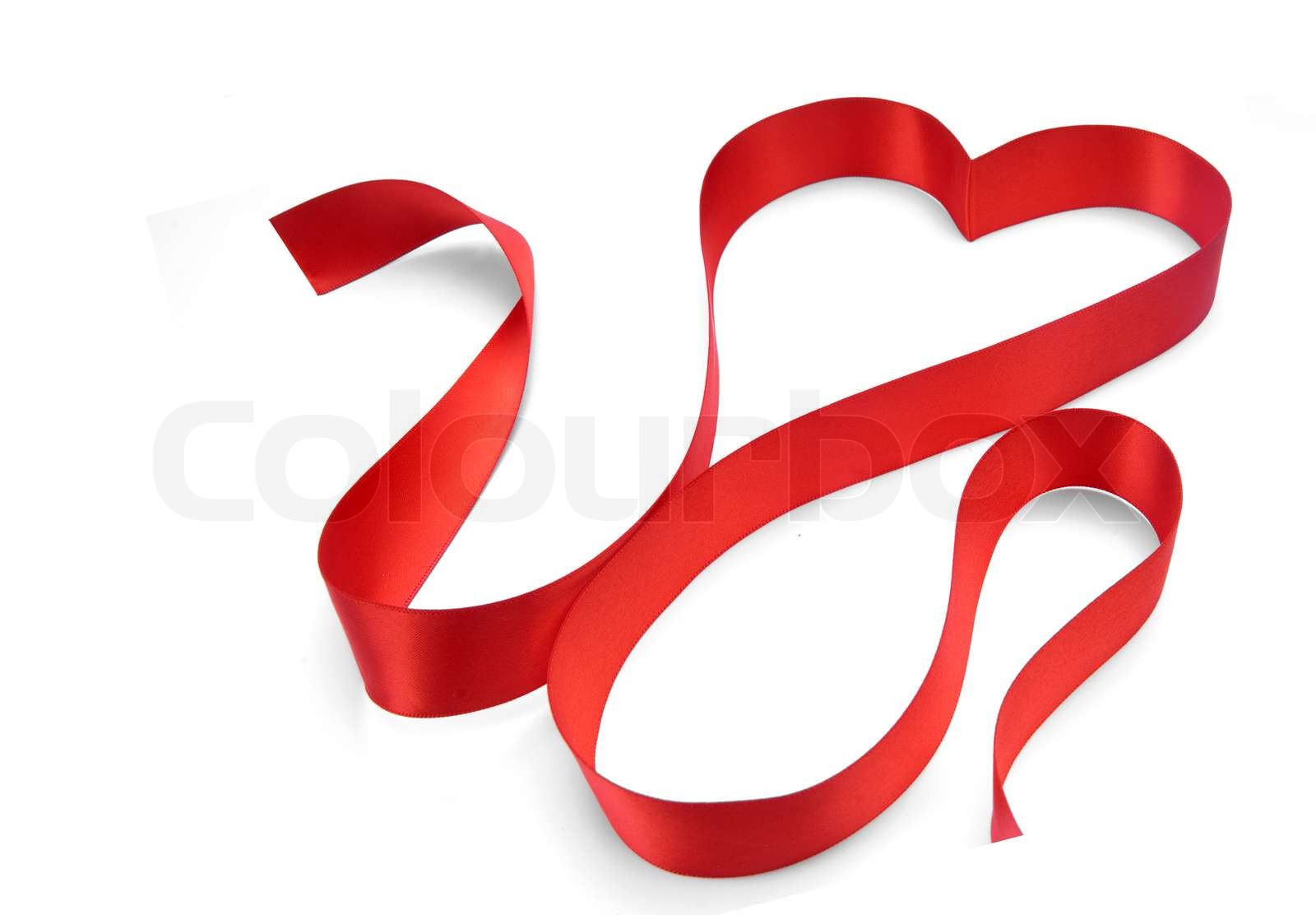 rødt hjerte bånd sløjfe isoleret på hvid baggrund | Stock foto | Colourbox