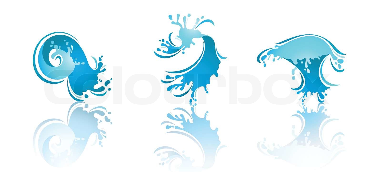 Splashing Waves and Water with reflection Second set icons | Stock ...