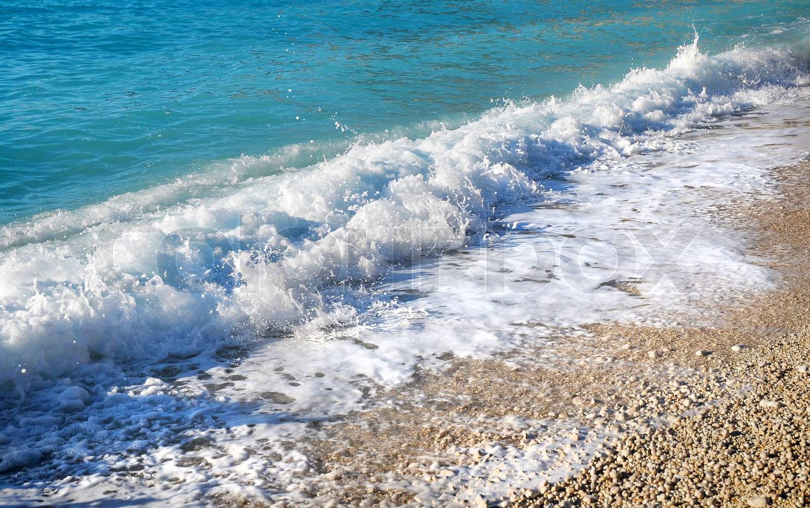 White pebble beach on the island of Kefalonia, Greece | Stock image ...
