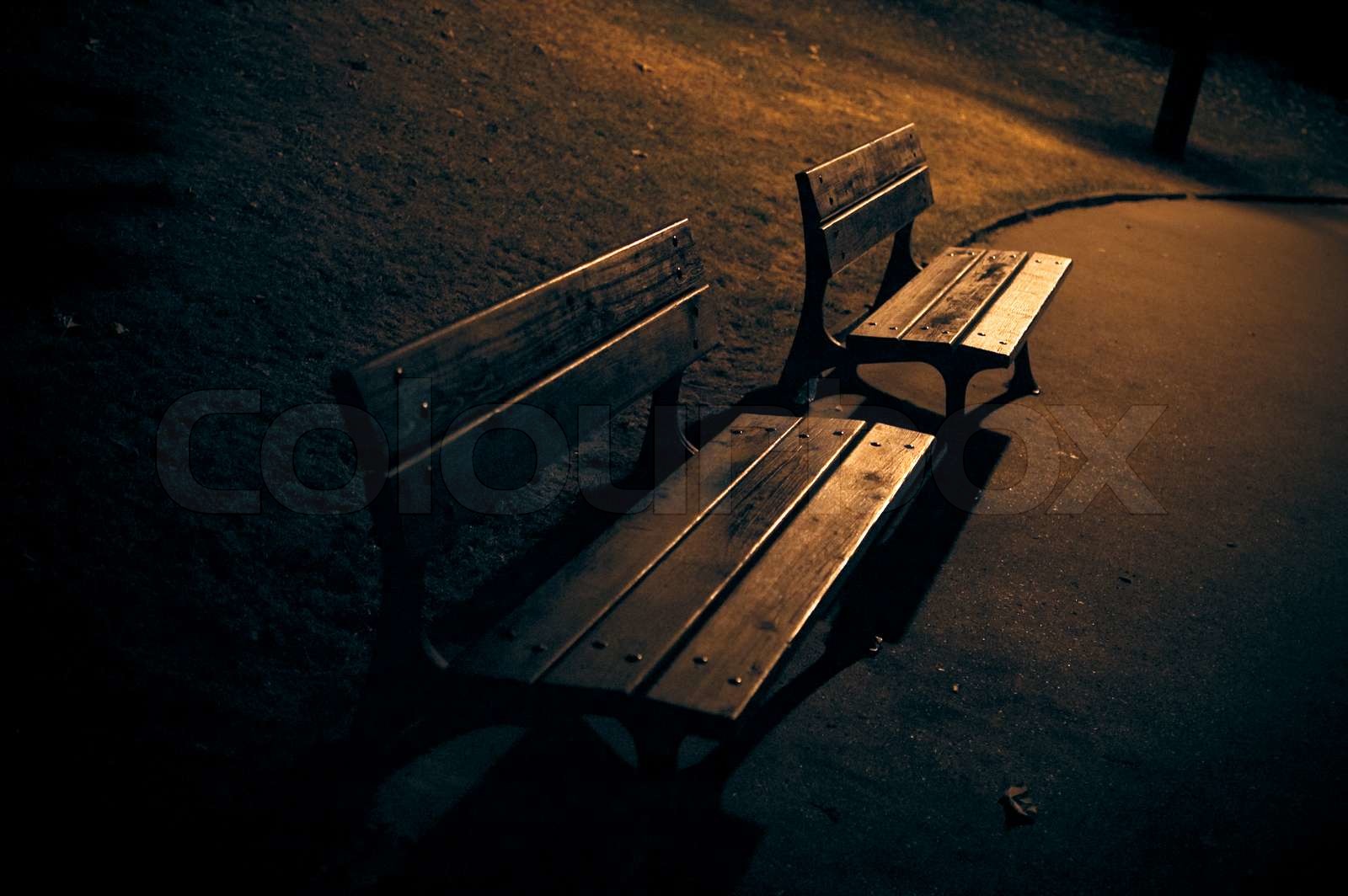 bench at night street | Stock image | Colourbox