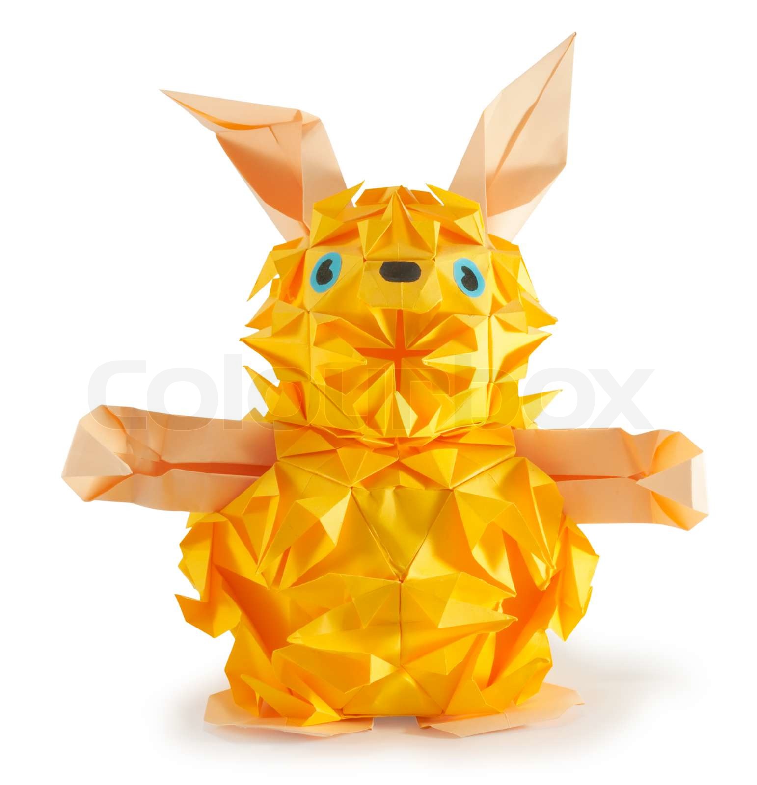 origami figure of hare (isolated on white) | Stock image | Colourbox