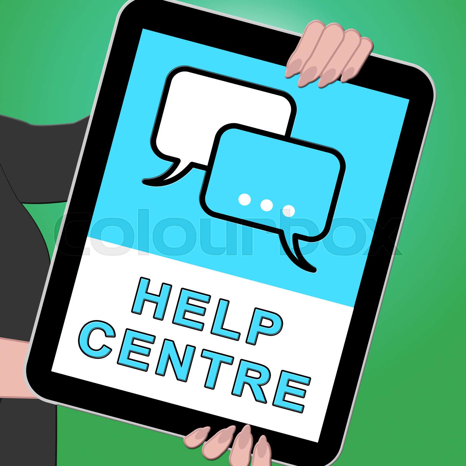 Help Centre Tablet Showing Faq Advice 3d Illustration | Stock image ...