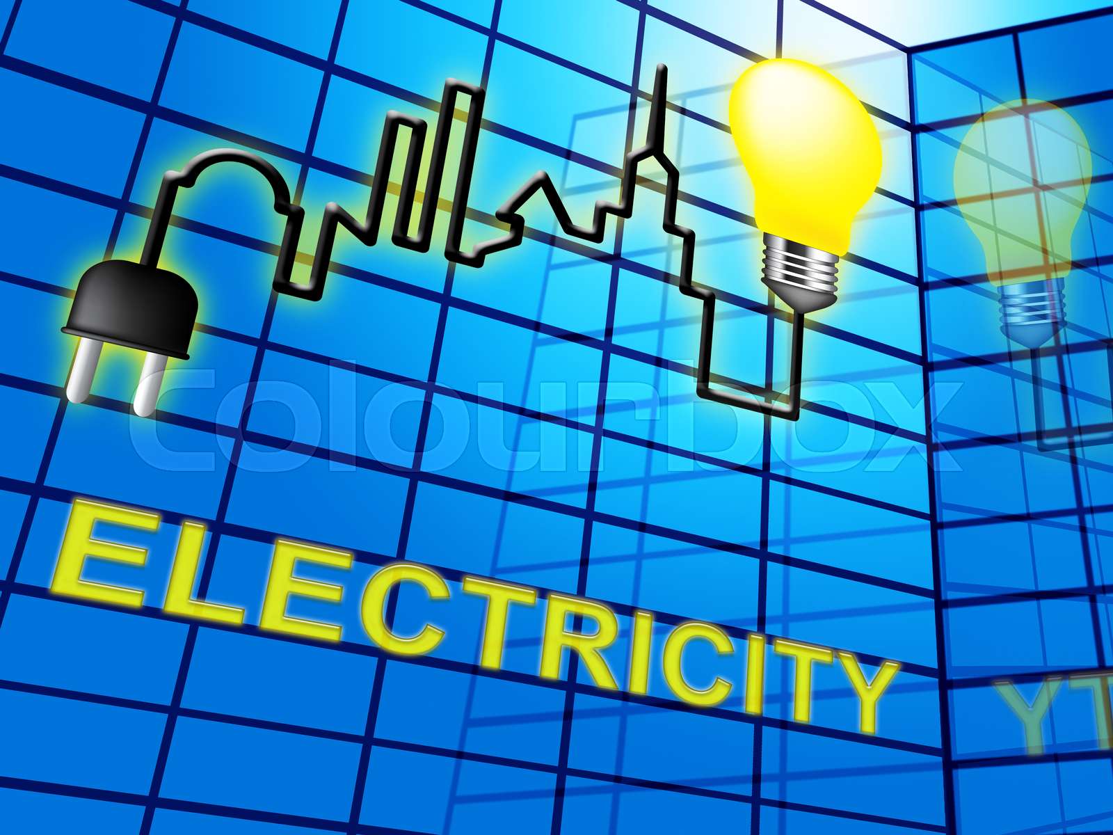 Electricity Lightbulb Means Electrical Power 3d Illustration | Stock ...