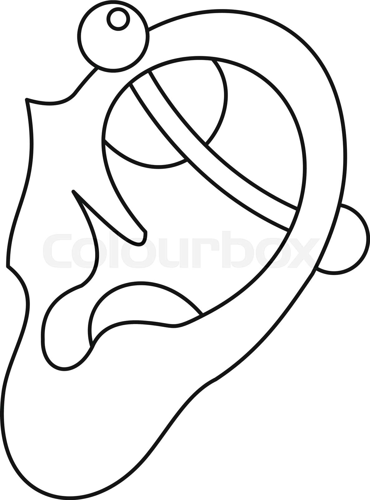 Human ear with piercing icon outline | Stock vector | Colourbox