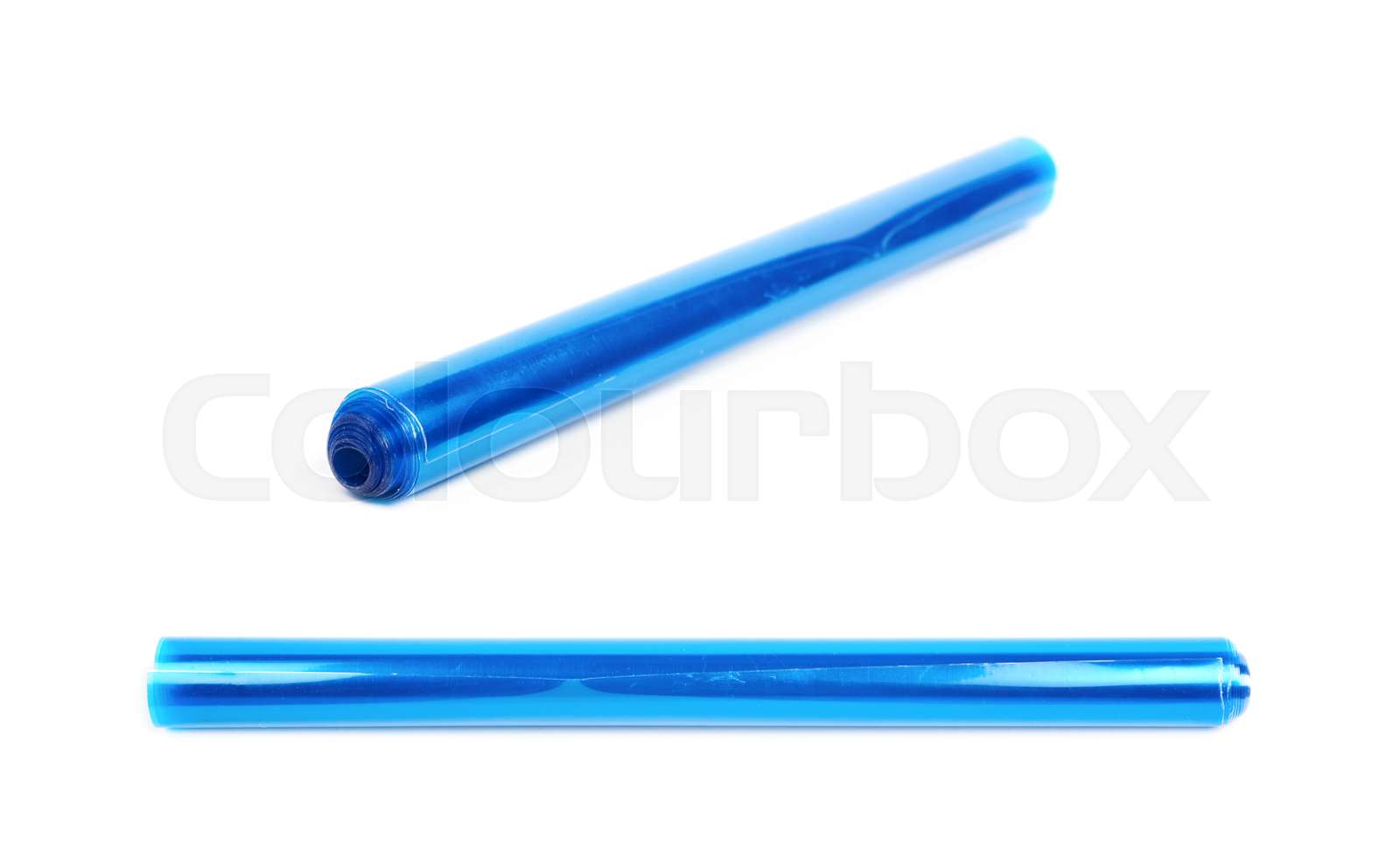 Roll tube of transparent blue plastic | Stock image | Colourbox