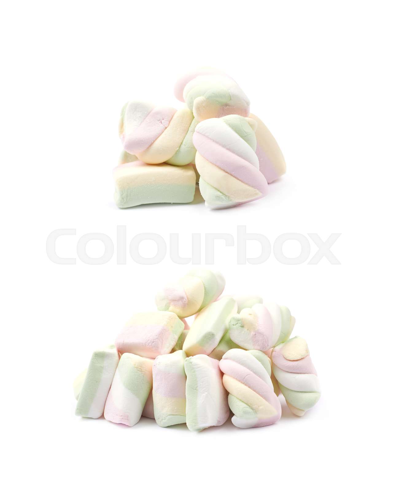 Pile of marshmallow candies isolated | Stock image | Colourbox