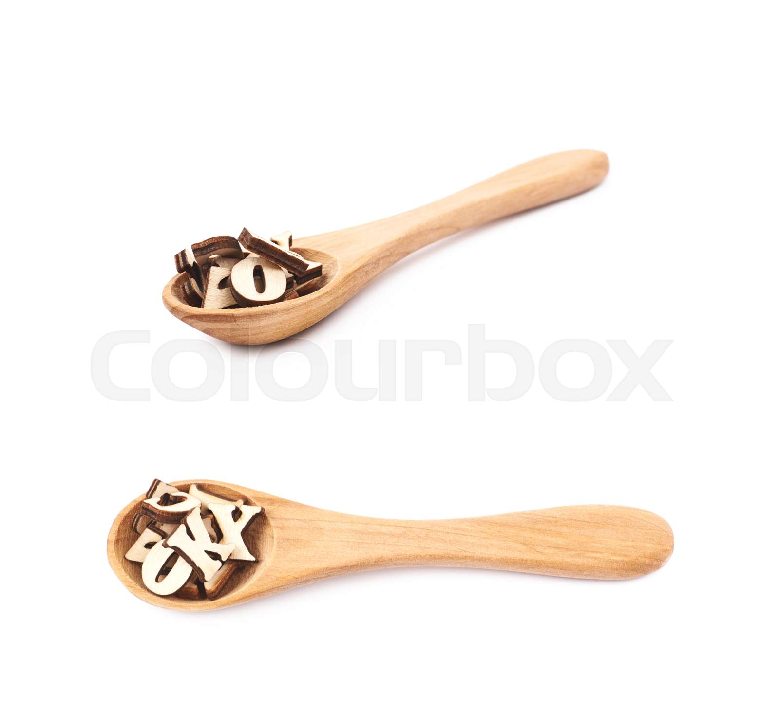 Spoon full of letters isolated | Stock image | Colourbox
