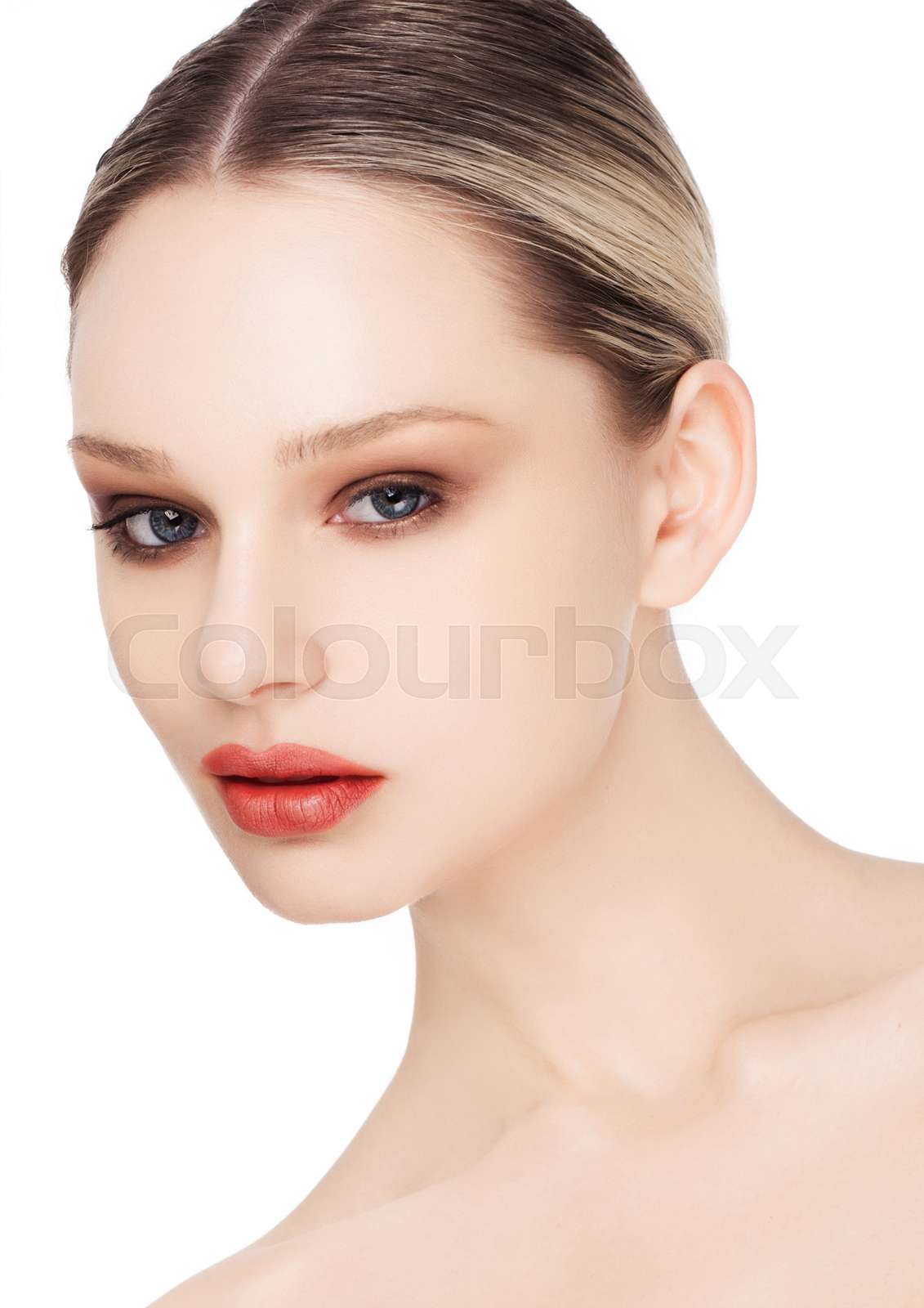 Beauty fashion model with natural makeup skin care | Stock image ...