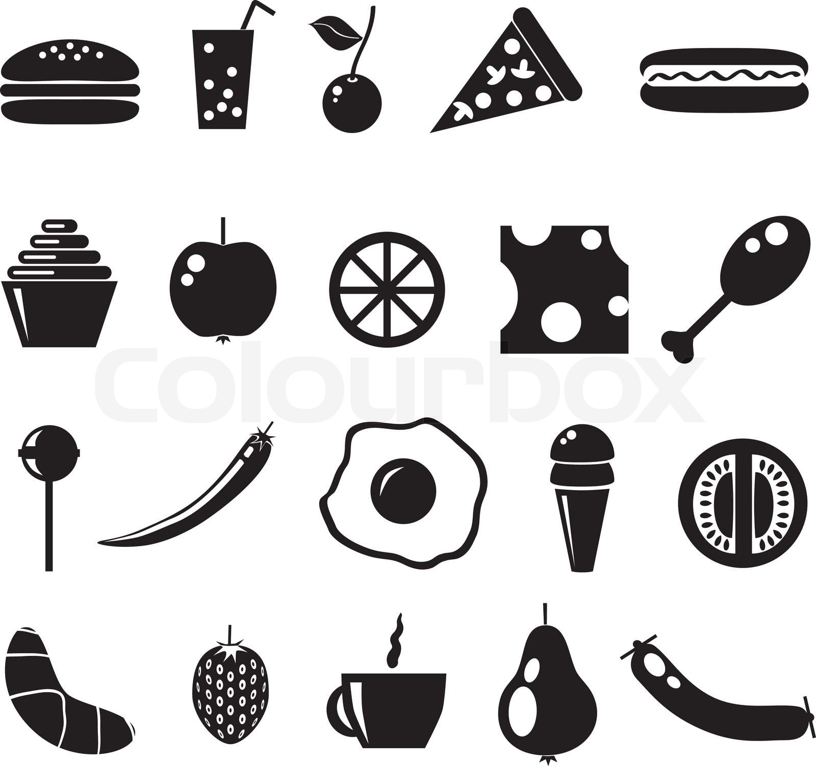 black food icons | Stock vector | Colourbox