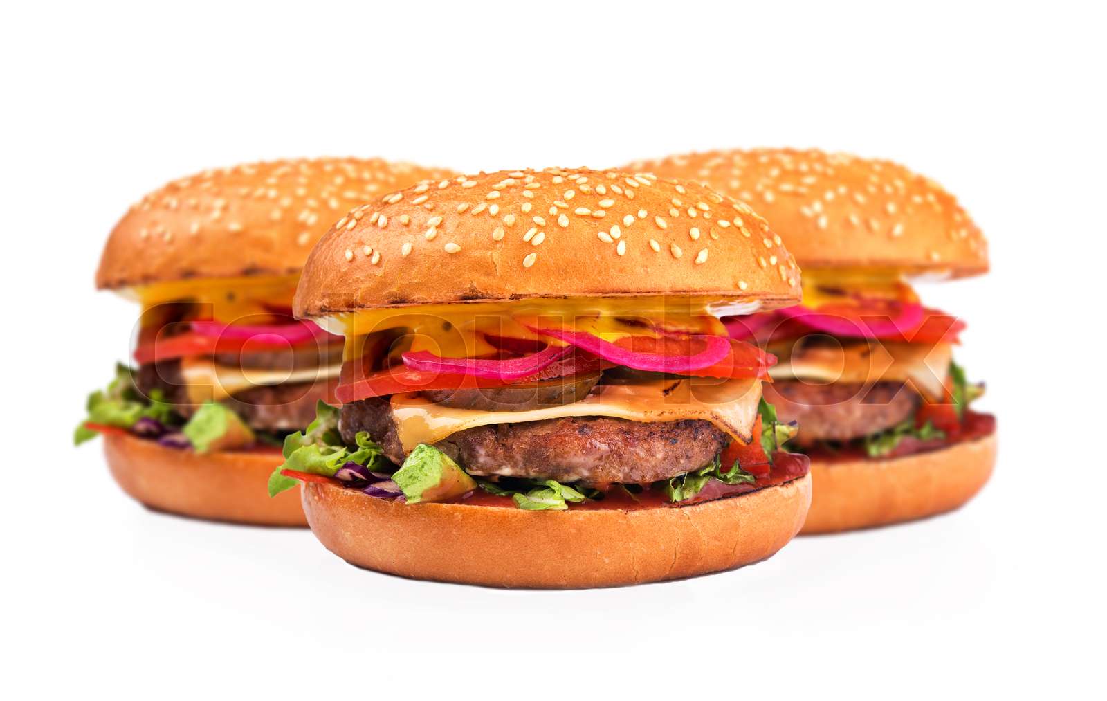 three classic burgers | Stock image | Colourbox