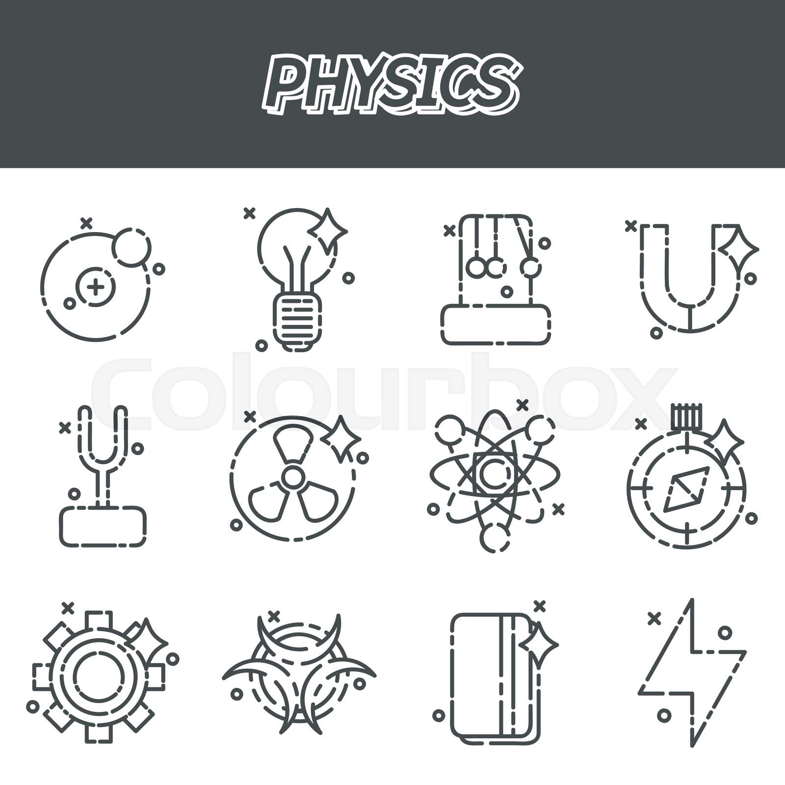 Physics icons set | Stock vector | Colourbox