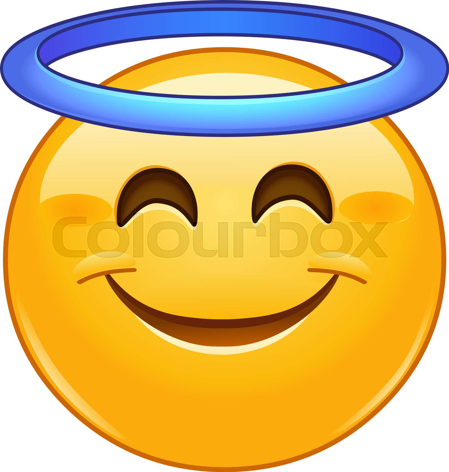 Smiling face with halo emoticon | Stock vector | Colourbox