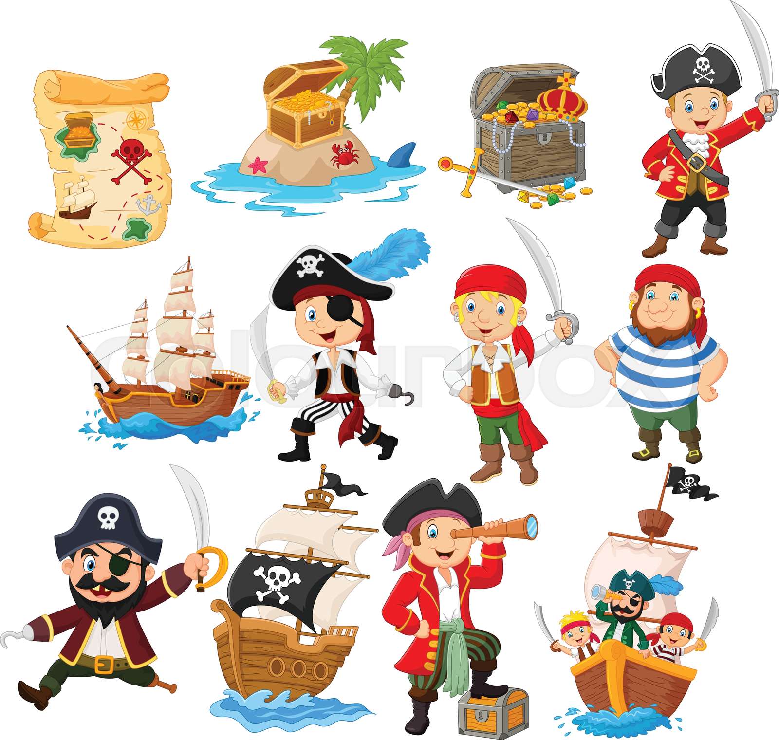 Collection of cartoon pirate | Stock vector | Colourbox