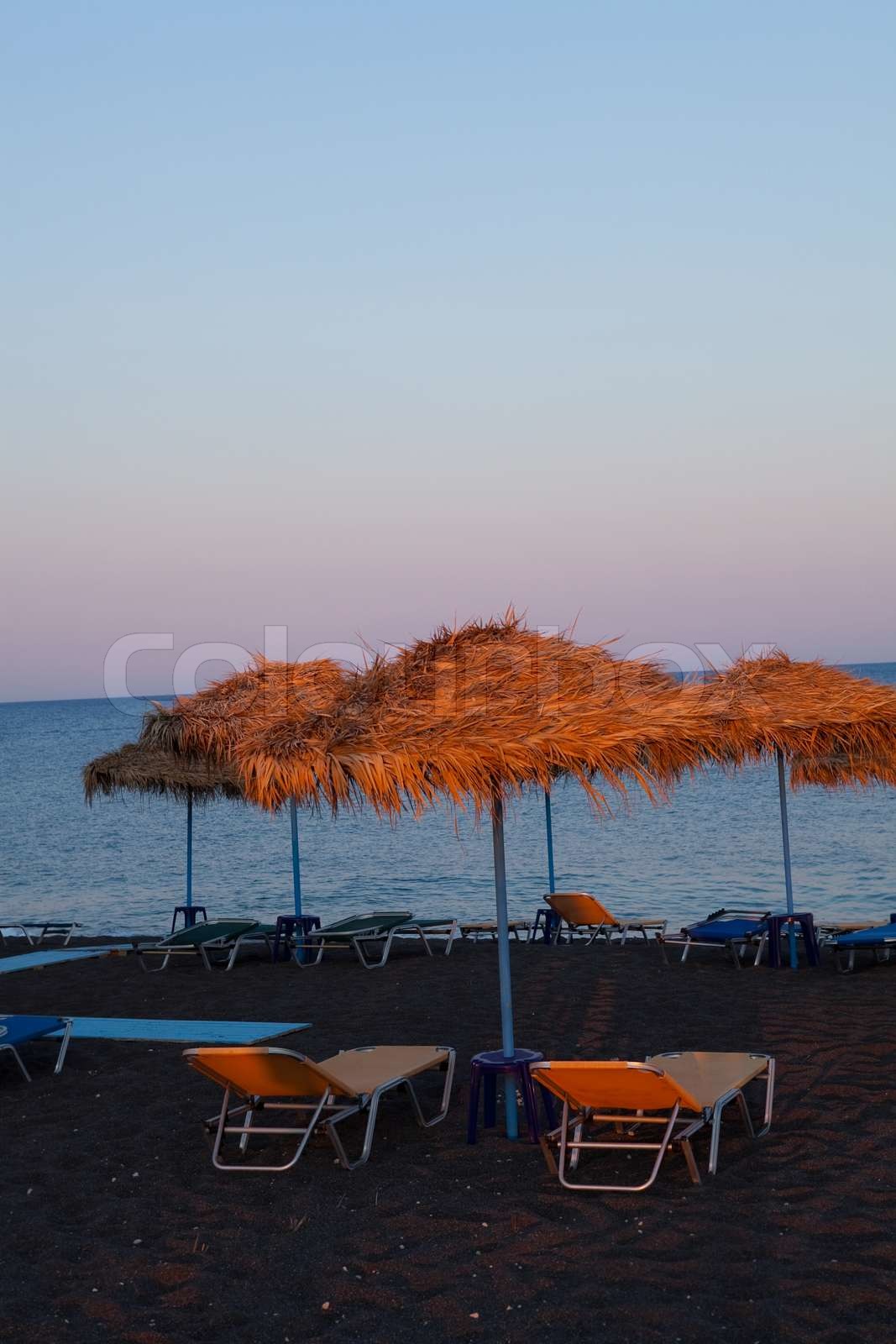 Sunbeds on beach | Stock image | Colourbox