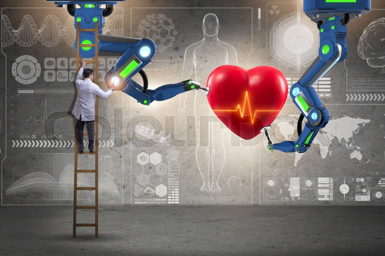 The heart surgery done by robotic arm | Stock image | Colourbox