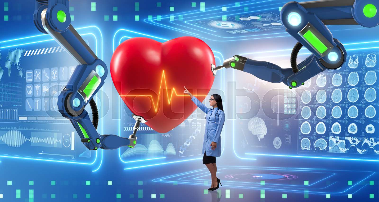 The heart surgery done by robotic arm | Stock image | Colourbox