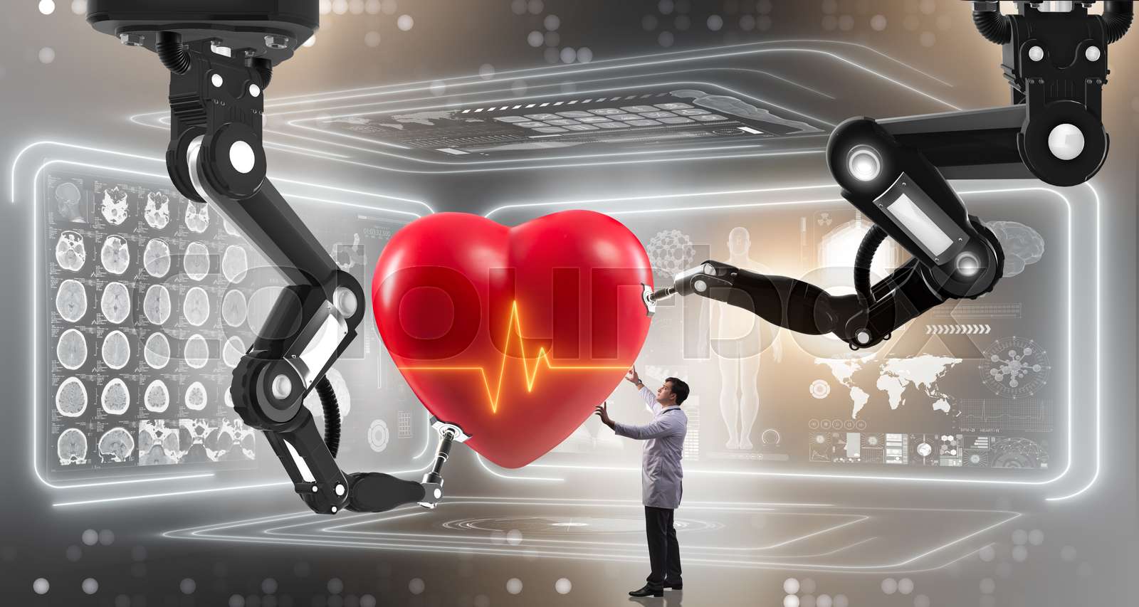 The heart surgery done by robotic arm | Stock image | Colourbox