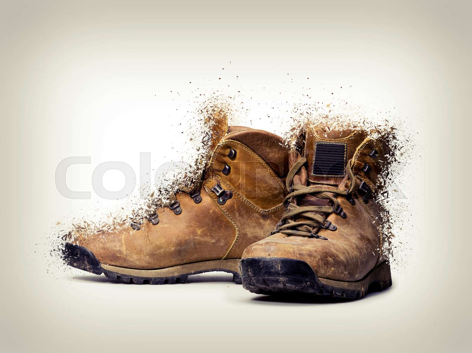 pair of hiking shoes exploded | Stock image | Colourbox