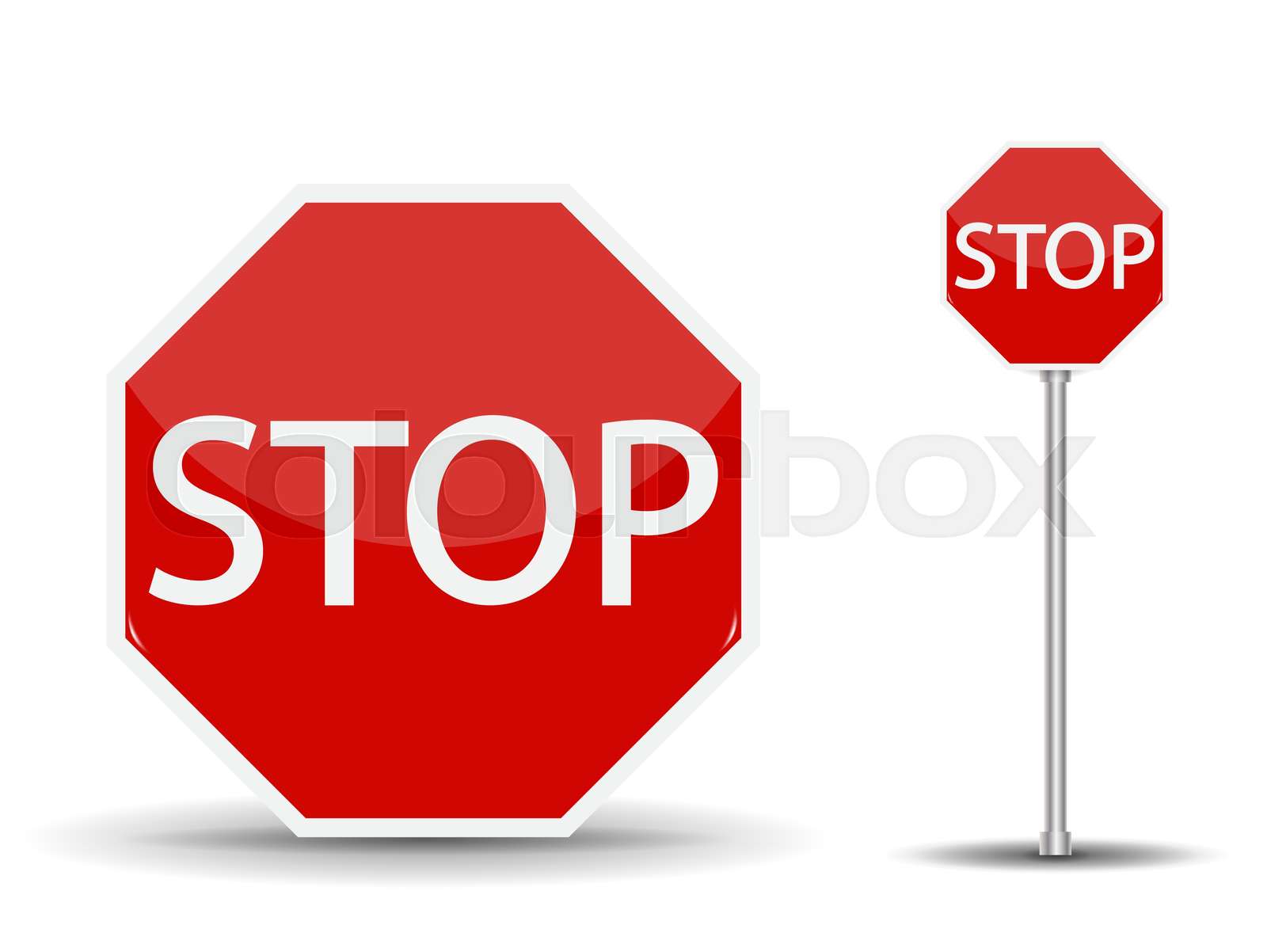 Red road sign Stop. Vector Illustration. | Stock vector | Colourbox